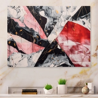 Designart "Red And Black Marble Whispers II" Abstract Marble Metal Wall Art - Bed Bath & Beyond ...